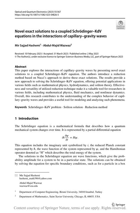 Novel Exact Solutions To A Coupled Schrödinger Kdv Equations In The Interactions Of Capillary