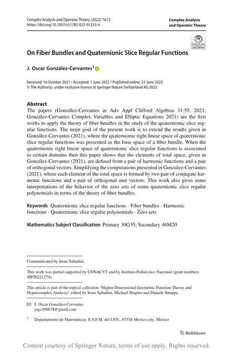 On Fiber Bundles And Quaternionic Slice Regular Functions Request Pdf