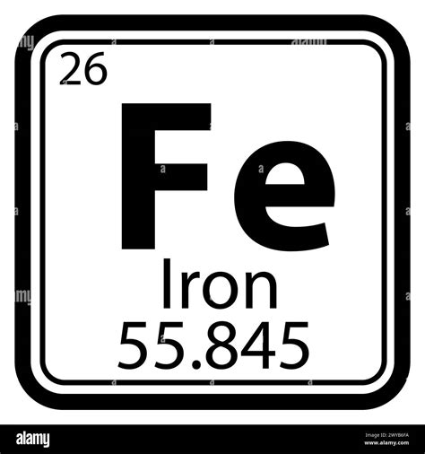 Iron Chemical Element Periodic Table Icon Iron Chemical Element With 26 Atomic Number Sign