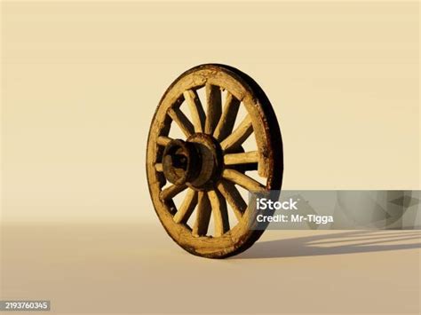 평범한 배경에 비해 낡고 풍화 된 느낌의 골동품 또는 복제 나무 마차 바퀴 개념에 대한 스톡 사진 및 기타 이미지 개념 개념과 주제 골동품 Istock