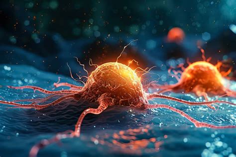 Two Red Blobs Of Something That Looks Like A Parasite Are Floating In The Water Stock Image