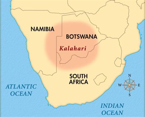 Africa Mapa Deserto De Kalahari Botswana Map And Satellite Imagery