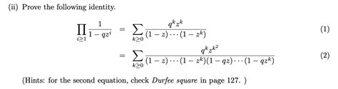 Solved Ii Prove The Following Identity Chegg