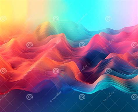 Abstract Background With Glowing Wave Shiny Colorful Flowing Wavy Stripes Generative Ai Stock