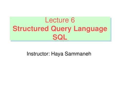 PPT Lecture Structured Query Language SQL PowerPoint Presentation Free Download ID