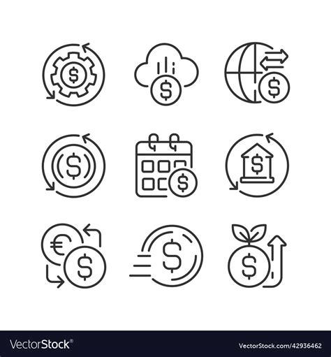 Financial Operations Pixel Perfect Linear Icons Vector Image