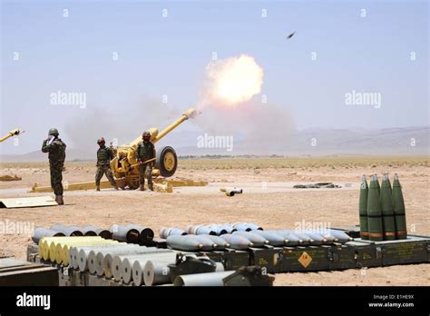 Afghan National Army Gunners Fire Multiple D 30 122 Mm Howitzer