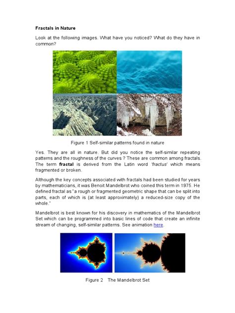 Fractals Handout Pdf Fractal Mathematical Analysis
