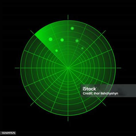 대상이 있는 레이더 화면 검은 색 배경에 녹색 수중 음파 탐지기 시스템 대상 감지 기술 벡터 Hud 디스플레이 개념에 대한 스톡 벡터 아트 및 기타 이미지 Istock