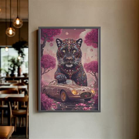 Majestic Black Panther Wall Art Luxury Gemstone Panther Digital