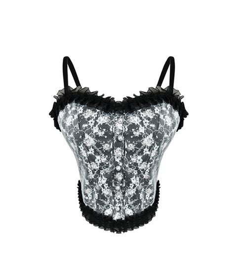 당일출고 에스파 카리나 착용 프렌치 플라워 레이스 탑 에이블리