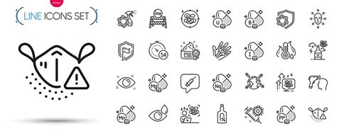 무알코올 코로나바이러스 백신 및 마그네슘 미네랄 라인 아이콘 팩 픽토그램 아이콘입니다 벡터 건강관리와 의술에 대한 스톡 벡터 아트 및 기타 이미지 Istock