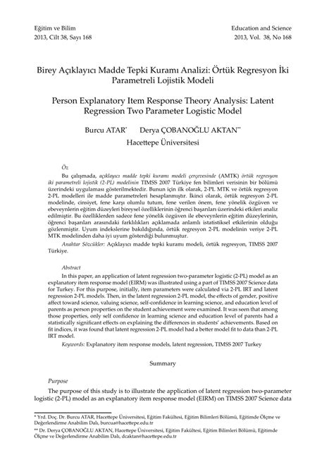 pdf person explanatory item response theory analysis latent