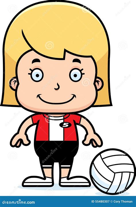 Cartoon Smiling Volleyball Player Girl Stock Vector Illustration Of
