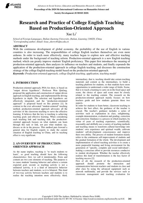 Pdf Research And Practice Of College English Teaching Based On Production Oriented Approach