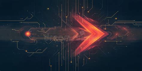 Abstract Technology Background With Glowing Arrow And Circuit Board Style Connections Design