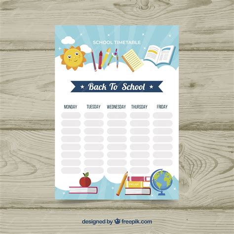 Free Vector Creative School Timetable