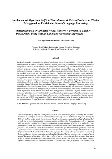 Pdf Implementasi Algoritma Artificial Neural Network Dalam Pembuatan