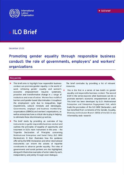 Promoting Gender Equality Through Responsible Business Conduct The