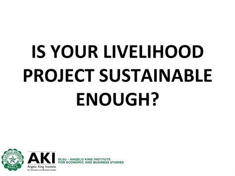 Pdf Is Your Livelihood Project Sustainable Enough · The Community