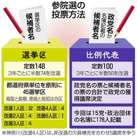 おさらいしてみて、参院選 投票の仕方や方法 候補者名は1人だけ、比例は政党名でも候補者名でもok：東京新聞デジタル