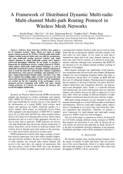 Pdf Dynamic Multi Path Routing For Wmns