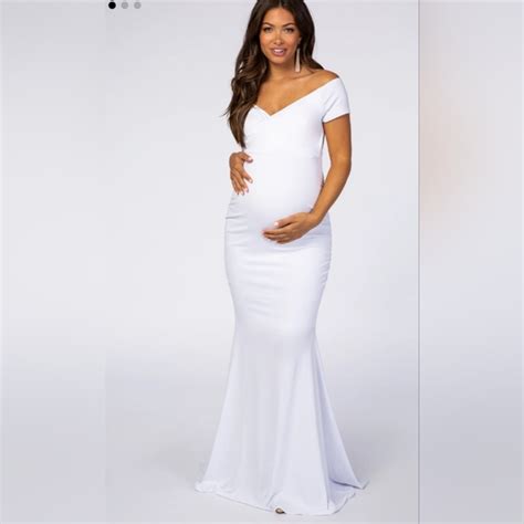 Pinkblush Dresses Pinkblush White Off Shoulder Wrap Maternity