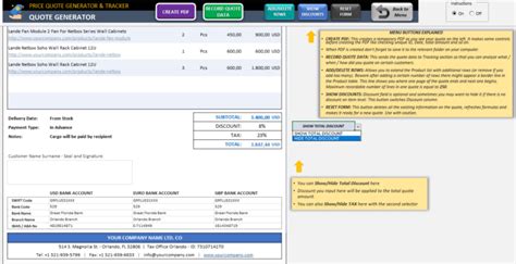 Excel Quotation Template With Database Quotation Generator