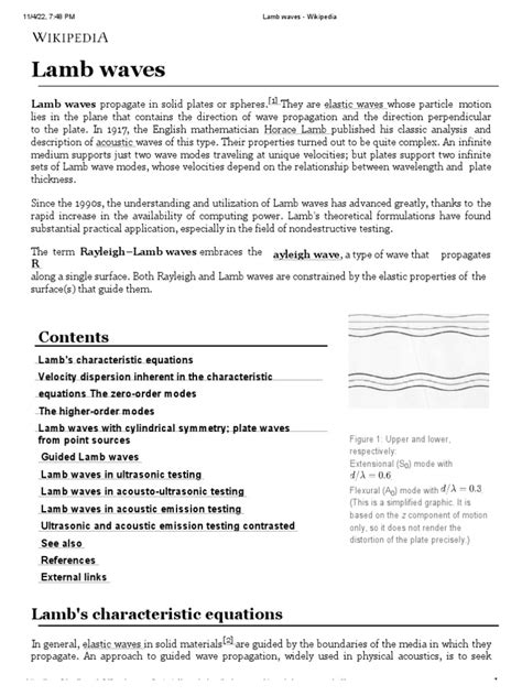 Lamb Waves Wikipedia Pdf Waves Normal Mode