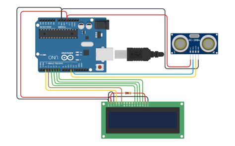Circuit Design Ultrasonic Lcd Tinkercad