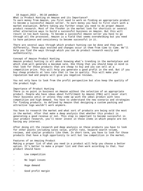 Amazon Product Hunting Pdf