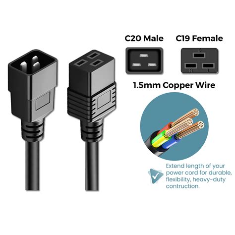 Buy Switch2com C19 To C20 16a 250v 14awg Ups Extension Cable Online Eromman