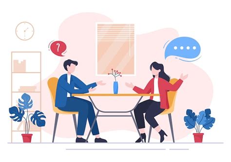 면접 일러스트 프리미엄 벡터