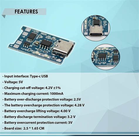 Litium Battery Charging Module 18650 Type C Usb Charging Board 4 5 5 5v W Protection Dual