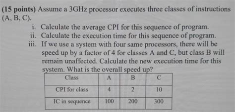 Solved 15 Points Assume A 3ghz Processor Executes Three