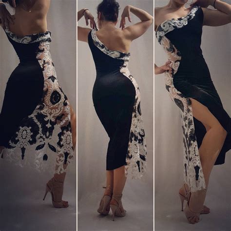 A beautiful tango dress made out of elastic velvet and white+black ...