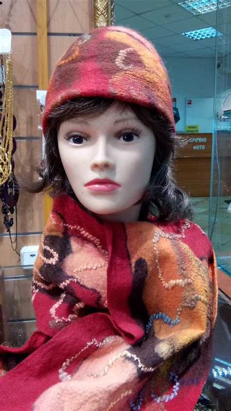 Валяный комплект шапочка и шарф Все краски заката Шапочка Шерсть Валяние