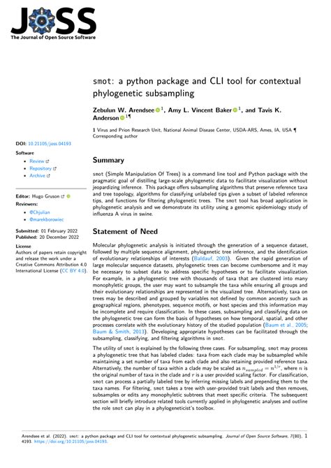 Pdf Smot A Python Package And Cli Tool For Contextual Phylogenetic