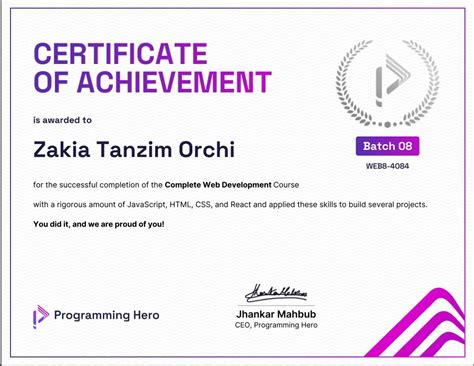 Zakia Tanzim Orchi On Linkedin Alhamdulillah It Was A Great Journey With Programming Hero