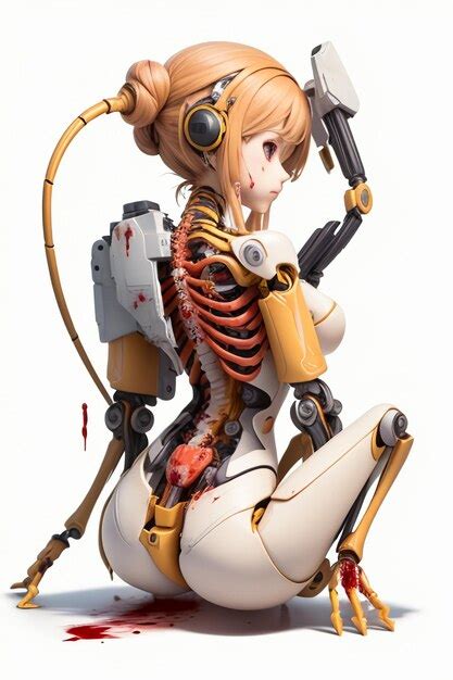 Premium Ai Image A Robot Girl With A Skeleton In The Back Premium Ai Image A Robot Girl With A Skeleton In The Back