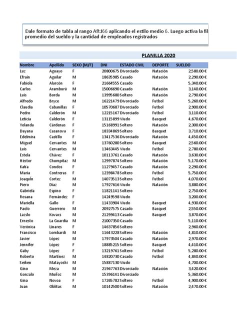 Prácticas Excel Intermedio 1 Pdf Deportes Atléticos