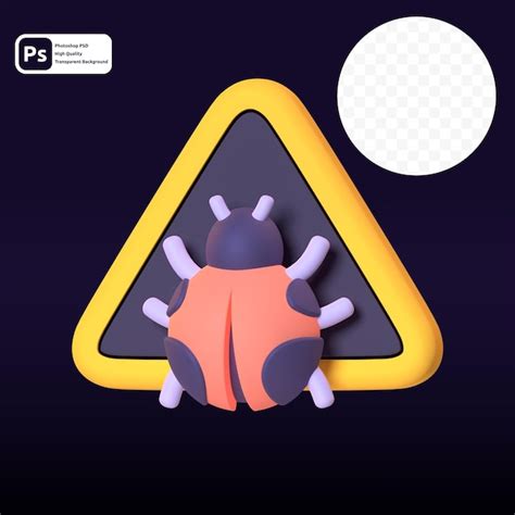 Premium PSD Bug Warning In D Render For Graphic Asset Web Presentation Or Other
