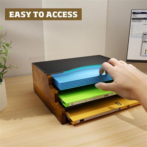 3 Tiers Wood Papper File Organizer