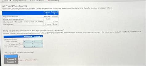 Solved Net Present Value Analysis Hermson Company Must