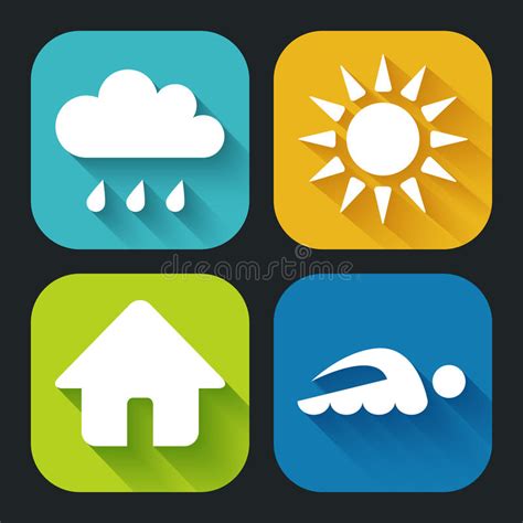 Modern Flat Icons For Web And Mobile Applications Stock Vector Illustration Of Orange Green