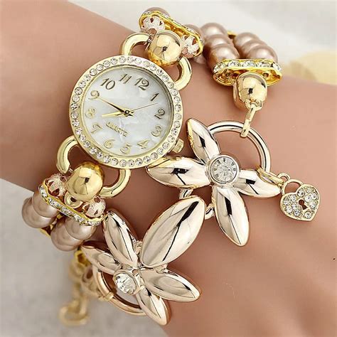 Fashion Luxury Delicate Watch Pearl Bracelet Quartz Watches Women Vogue