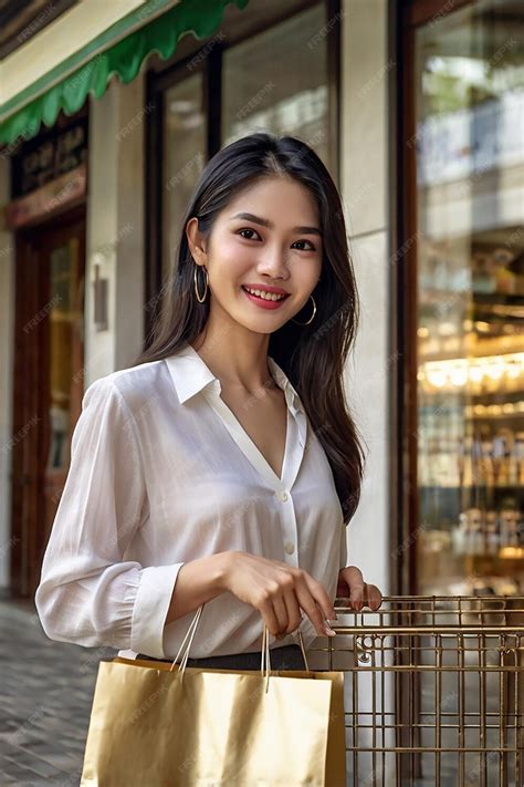Woman Happy Shooping Premium Ai Generated Image