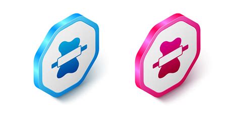 흰색 배경에 격리 된 반죽 아이콘에 등색 롤링 핀 육각 버튼 벡터 3차원 형태에 대한 스톡 벡터 아트 및 기타 이미지 3차원 형태 굴리기 그리기 Istock