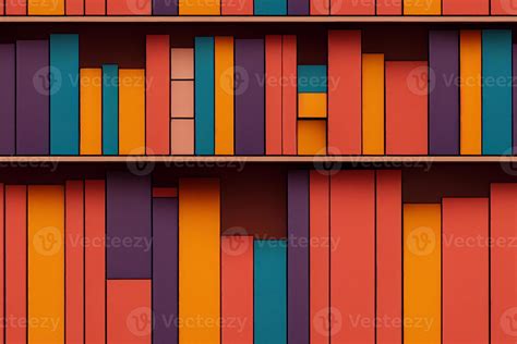 Seamless Pattern Book Shelf With Colorful Books Vector 3d