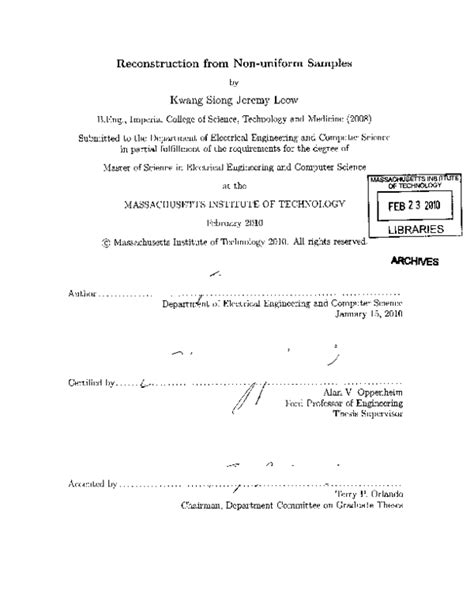 Pdf Reconstruction From Non Uniform Samples